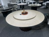 China Luxury Round Dining Table in Namib Bianco Marble | Golden Veins for Elegant Interiors for sale