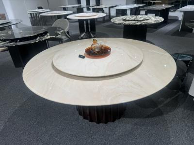China Luxury Round Dining Table in Namib Bianco Marble | Golden Veins for Elegant Interiors for sale