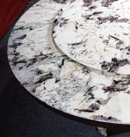 China Luxury Round Dining Table in Snowy Mountain Blue Marble | Ice-White with Deep Blue Veins for sale