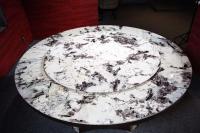 China Luxury Round Dining Table in Snowy Mountain Blue Marble | Ice-White with Deep Blue Veins for sale