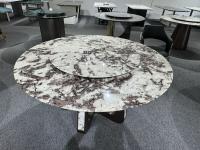 China Luxury Round Dining Table in Snowy Mountain Blue Marble | Ice-White with Deep Blue Veins for sale