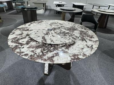 China Luxury Round Dining Table in Snowy Mountain Blue Marble | Ice-White with Deep Blue Veins for sale