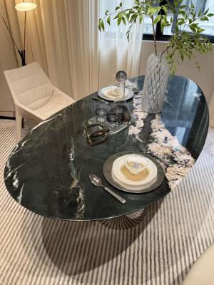 China Mica Green Marble Dining Table | Luxury Emerald Green Surface with Silver White Veins for sale