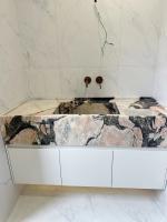 China Luxury Bvlgari Pink Marble Countertop | Soft Pink with Black Veins for Vanity for sale