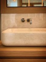 China Natural Limestone Bathroom Washbasin | Elegant Stone Vanity with Soft Texture for sale