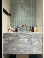 China Luxury Blue Crystal Marble Washbasin | Sapphire Blue Vanity for Premium Bathrooms for sale