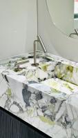 China Cold Emerald Jade Marble Bathroom Washbasin | Ice Green Translucent Vanity for sale