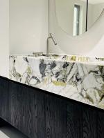 China Cold Emerald Jade Marble Bathroom Washbasin | Ice Green Translucent Vanity for sale