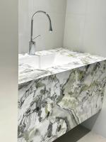 China Cold Emerald Jade Marble Bathroom Washbasin | Ice Green Translucent Vanity for sale