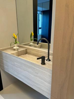 China Serpeggiante Marble Bathroom Washbasin | Wood-Veined Stone Vanity for sale