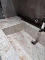 China Luxury Four Seasons Pink Marble Washbasin | Misty Pink with Gold Veins Vanity for sale