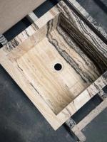 China Luxury Tiramisu Travertine Washbasin | Warm Beige and Brown Stone Vanity for sale