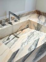 China Luxury Statuario Rosso Marble Vanity Top | Misty Pink with Silver Veins for sale