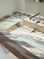 China Luxury Statuario Rosso Marble Vanity Top | Misty Pink with Silver Veins for sale