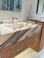 China Luxury Statuario Rosso Marble Vanity Top | Misty Pink with Silver Veins for sale