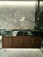 China Luxury Pradas Verde Marble Vanity Top | Deep Green with Silver Gray Veins for sale