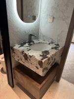 China Snowy Mountain Blue Marble Vanity Top - Luxury Bathroom Countertop with Gray Blue Veins for sale