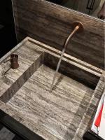 China Silver Travertino Marble Vanity Top - Luxury Gray Silver Veined Bathroom Countertop for sale
