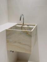 China Auspicious Dawn Marble Vanity Top - Luxury Purple & Gold Veined Bathroom Countertop for sale