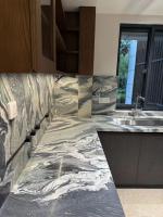 China Purple Landscape Marble Vanity Top - Ink Wash Mountain Art Bathroom Countertop for sale