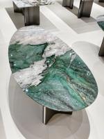 China Emerald Marble Dining Table - Luxury Green Veined Art Table for Dining Room for sale