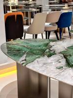 China Emerald Marble Dining Table - Luxury Green Veined Art Table for Dining Room for sale