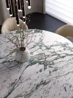 China Italian Green Marble Dining Table - Luxury Emerald Silk Art Table for Dining Room for sale
