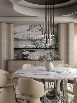 China Italian Green Marble Dining Table - Luxury Emerald Silk Art Table for Dining Room for sale