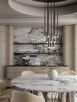 China Italian Green Marble Dining Table - Luxury Emerald Silk Art Table for Dining Room for sale