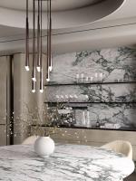 China Italian Green Marble Dining Table - Luxury Emerald Silk Art Table for Dining Room for sale