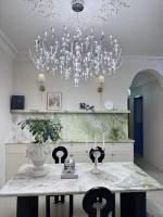 China Luxury Green Marble Dining Table - Emerald Ripple & Silver Cloud Art Table for sale