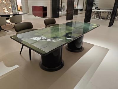 China Avocado Green Marble Dining Table - Luxury Natural Art Table for Modern Dining Room for sale