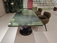 China Avocado Green Marble Dining Table - Luxury Natural Art Table for Modern Dining Room for sale