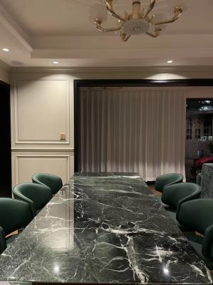 China Verde Green Marble Dining Table - Luxury Art Table with Silver Gray Veins for sale