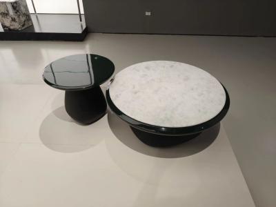China Crystal White Marble Coffee Table - Luxury Cloud Veined Art Centerpiece for Living Room for sale