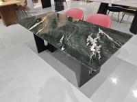 China Mica Green Marble Dining Table - Luxury Deep Jade Art Table with Starburst Veins for sale