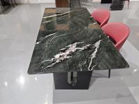 China Mica Green Marble Dining Table - Luxury Deep Jade Art Table with Starburst Veins for sale