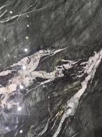 China Mica Green Marble Dining Table - Luxury Deep Jade Art Table with Starburst Veins for sale