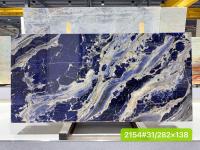 China Brazilian Cloisonné Marble Slab - Luxury Deep Sea Blue Marble for Countertops & Walls for sale