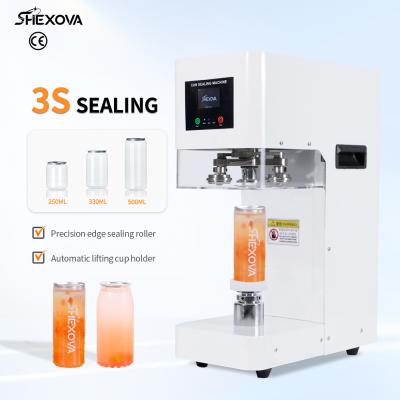 China Automatic PET Can Sealing Machine with 25 Cans/min Speed, 110V/220V Voltage, and 55mm Seal Width for sale