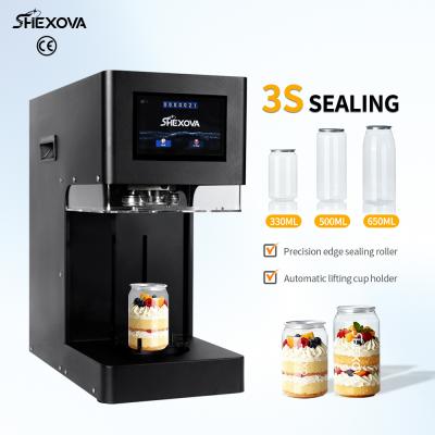 China Bubble Tea Coffee Bottles Plastic Can Sealer Machine Fully Automatic Non Rotating for sale