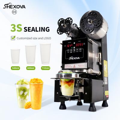 China Automatic 3S Seal Milk Tea Plastic Cup Sealing Machine High Efficiency for sale
