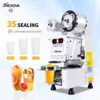 China Automatic Electric 90mm 95mm Plastic Cup Sealing Machine With Paper PP Pet Cup for sale