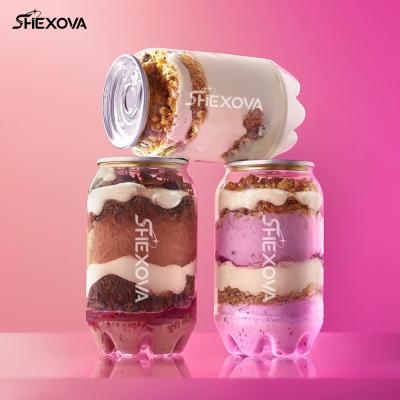 China Eco Friendly Transparent 250ml 330ml 500ml Pet Beverage Cans with Aluminum Lid for sale