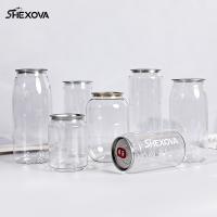 China Disposable Transparent Plastic Bubble Tea Pet Cans With Easy Open Lid for sale