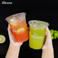China Eco Friendly Clear Pet Custom Plastic Cups For Cold Drink With Lids for sale