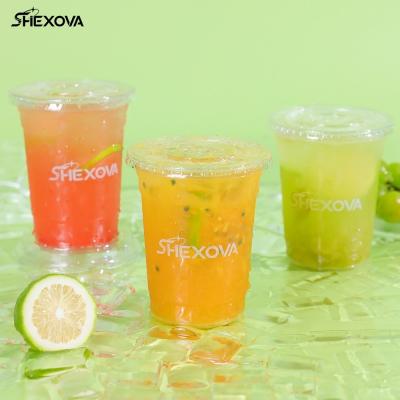 China Disposable Recyclable Single Wall Plastic Pet Cups Customized Logo For Bubble Tea Coffee for sale