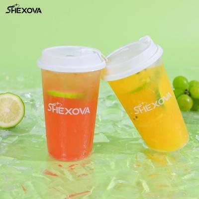 China Customized Flat / U Shape Pp Plastic Cups With Lid And Straw For Milk Tea Coffee Beverage for sale