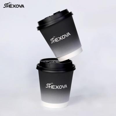 China Customize Logo Thickened Recyclable Paper Cup With Lid And Sleeve 8oz 10oz 12oz 16oz for sale