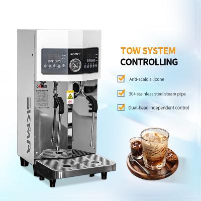 China Fully Automatic 110V/220V Coffee Milk Steamer Machine Double Head Milk Bubble Steamer For Milk Tea Shop for sale